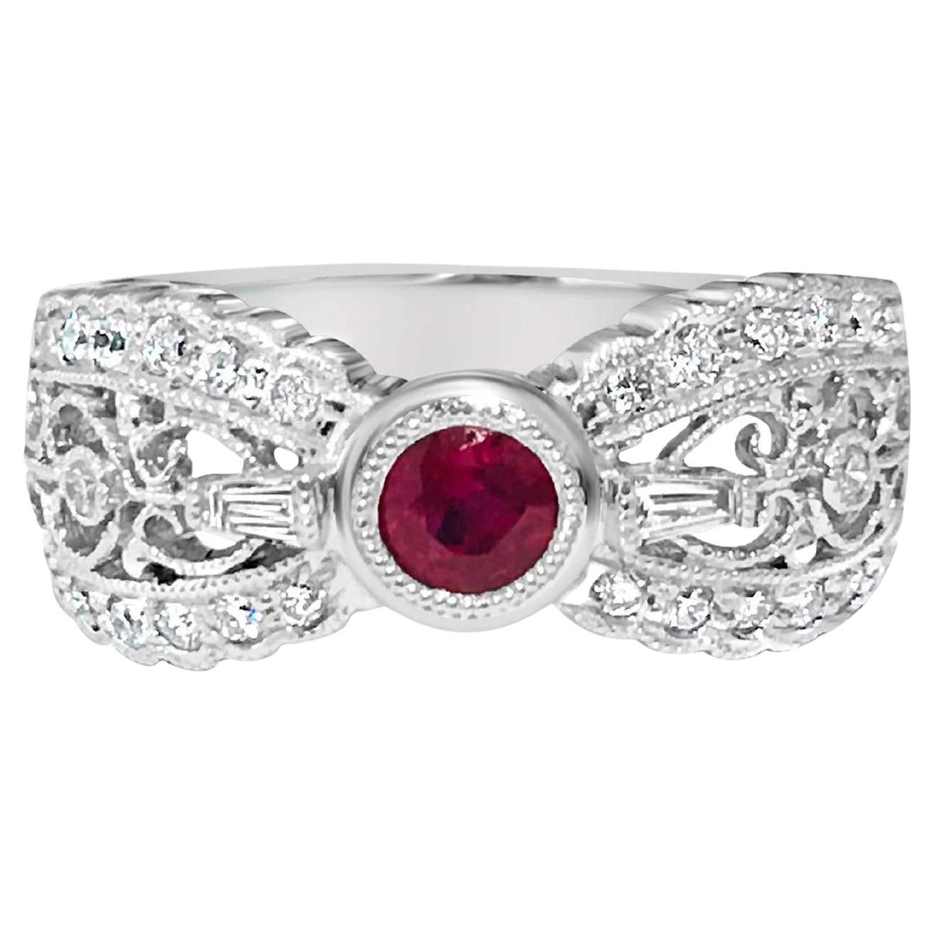 Art Deco 0,79 Karat Center Burma 'Myanmar' Ring aus Platin mit ...