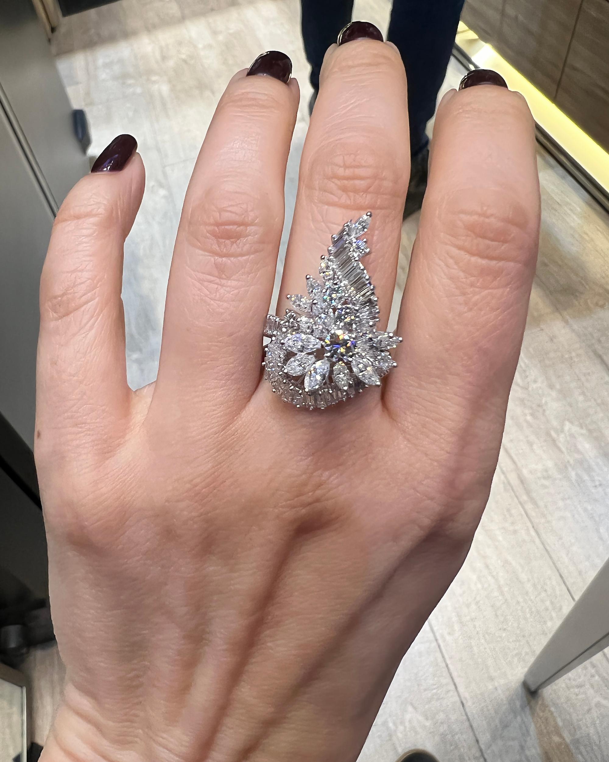 Spectra Fine Jewelry Diamond Platinum Cocktail Ring For Sale at 1stDibs