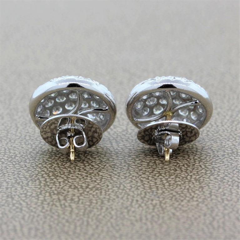Diamond Platinum Cluster Button Earrings For Sale (Free Shipping) at ...