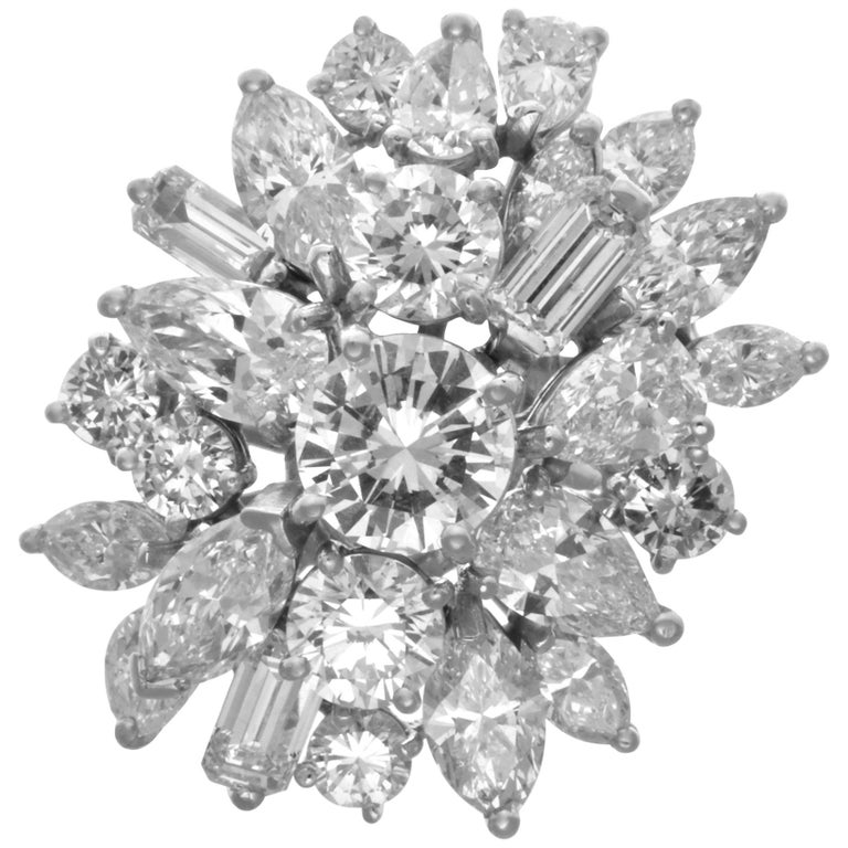 8.90ct Diamond Platinum Cluster Ring For Sale at 1stDibs