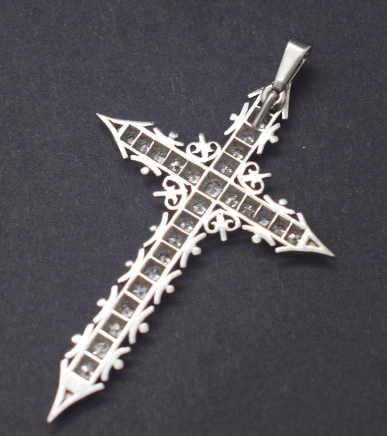 Diamond Platinum Cross Pendant at 1stDibs