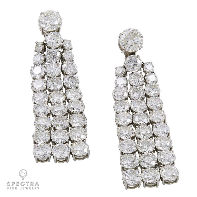 Spectra Fine Jewelry Diamond Platinum Drop Earrings For Sale at 1stDibs