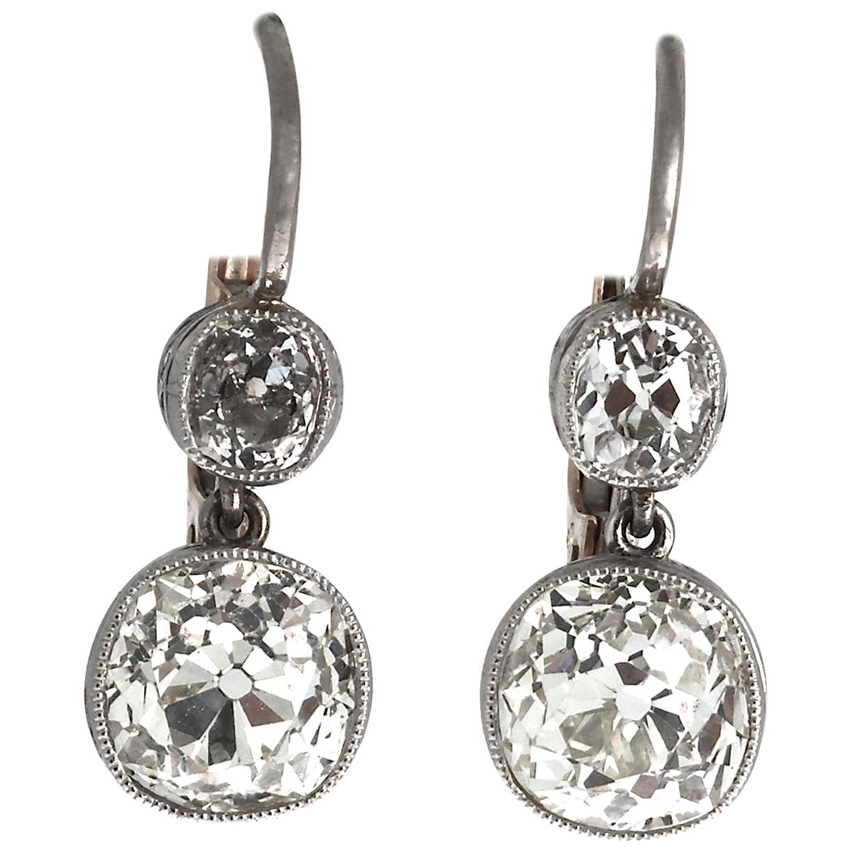 Blue Topaz Diamond Platinum Drop Earrings For Sale at 1stDibs