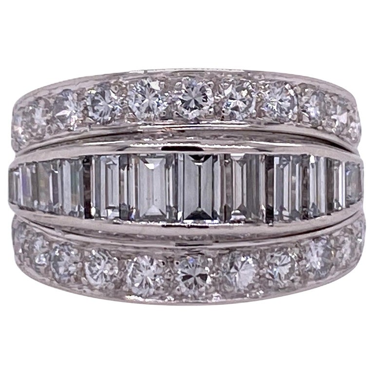 Diamond Platinum Eternity Wedding Anniversary Band Ring Baguette Round ...