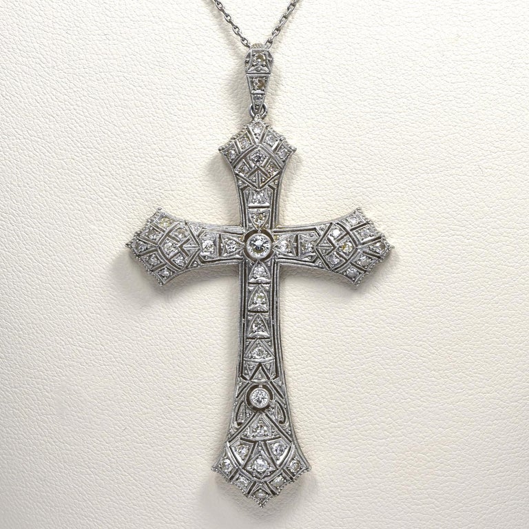 Diamond Platinum Large Cross at 1stDibs