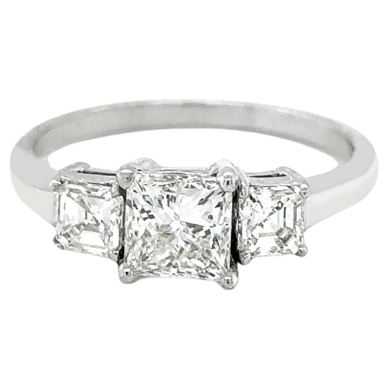 Diamond Princess Cut 1.00 Carat Engagement Ring 18K White Gold For Sale ...