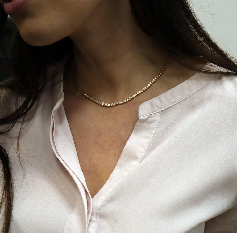 Diamond Prong Bolo Chain Ladies Necklace in 14 Karat Rose Gold 1.40 ...