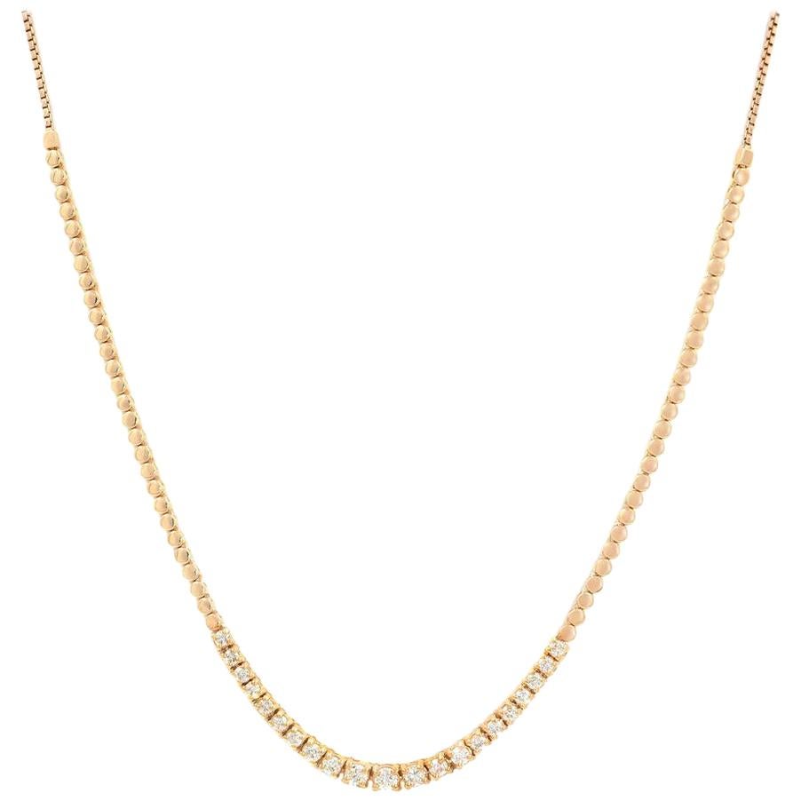 Bolo Adjustable Necklace .30 Carat Natural Diamonds 14 Karat at 1stDibs