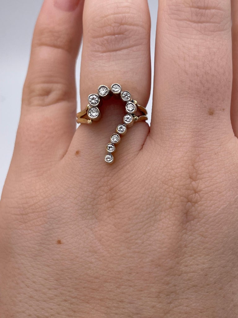 Diamond Question Mark Gold Ring For Sale at 1stDibs