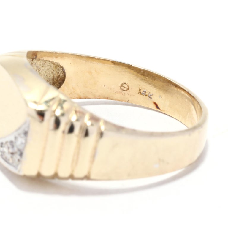 Diamond Rectangle Signet Ring, 14kt Yellow Gold, Ring Signet For Sale ...