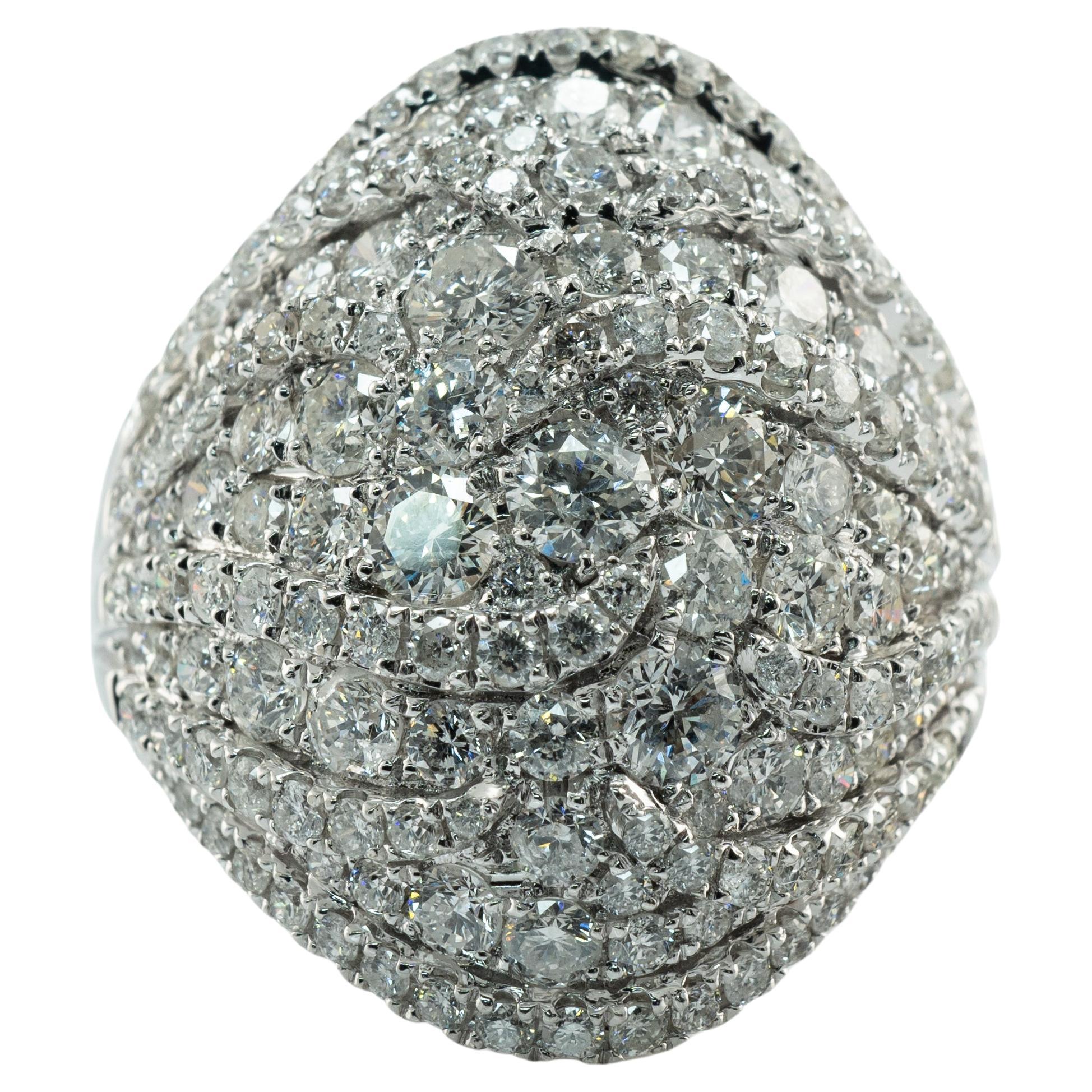 Diamond Ring 14K White Gold Cluster Cocktail 3.00ct TDW VJ For Sale at ...