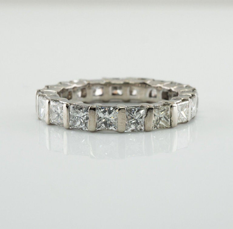 Diamond Ring 14K White Gold Eternity Band 4.18 TDW Princess Square For ...