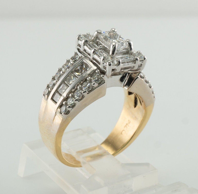 Diamond Ring 18K Gold 2.29 TDW Cluster Engagement For Sale at 1stDibs