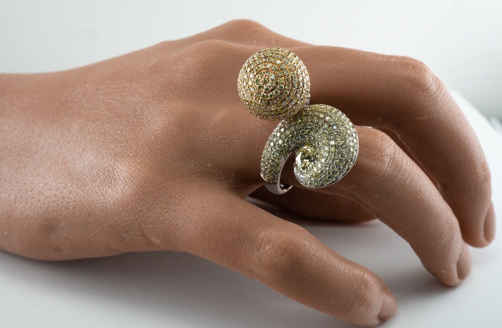 Diamond Ring 18K Gold Cocktail Open Design Statement Huge and Unusual 7 ...