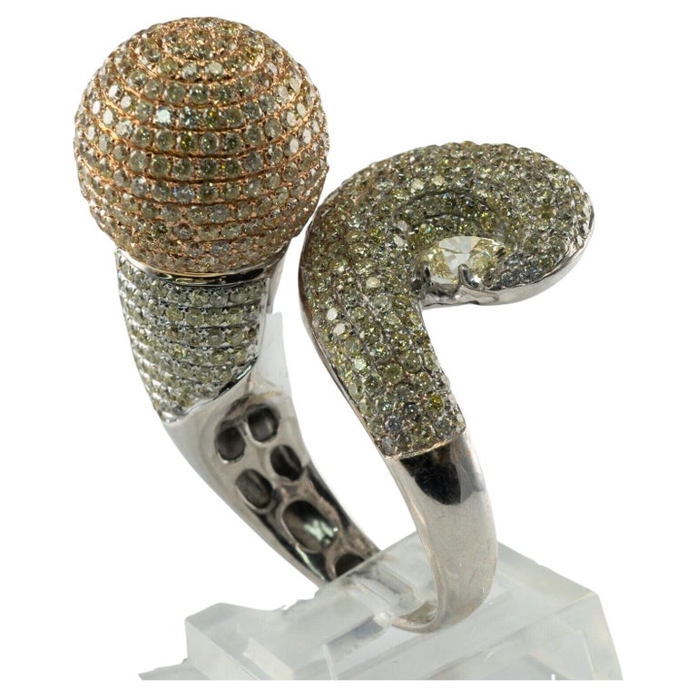 Diamond Ring 18K Gold Cocktail Open Design Statement Huge and Unusual 7 ...