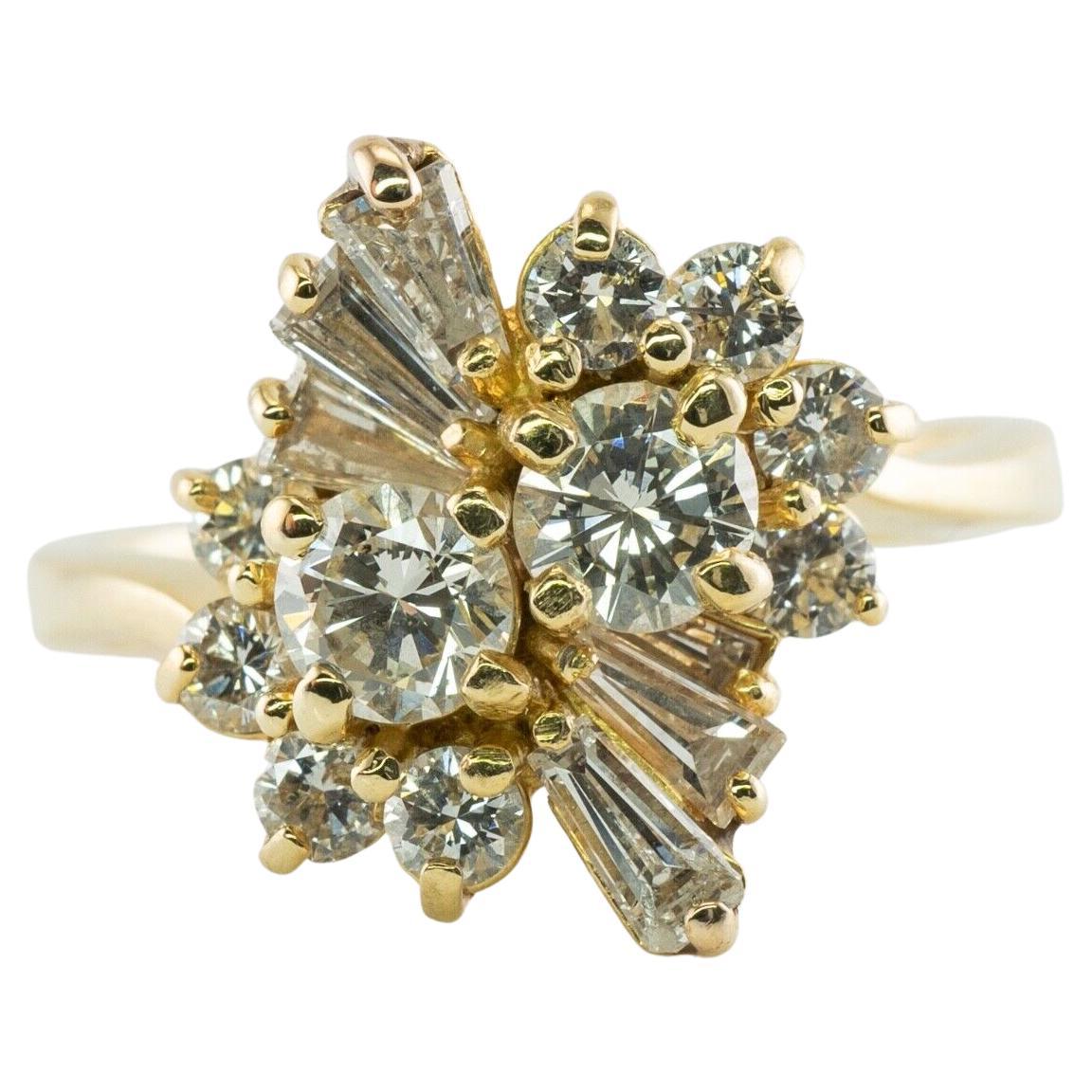 Diamond Ring 18K Gold Cluster Cocktail For Sale at 1stDibs