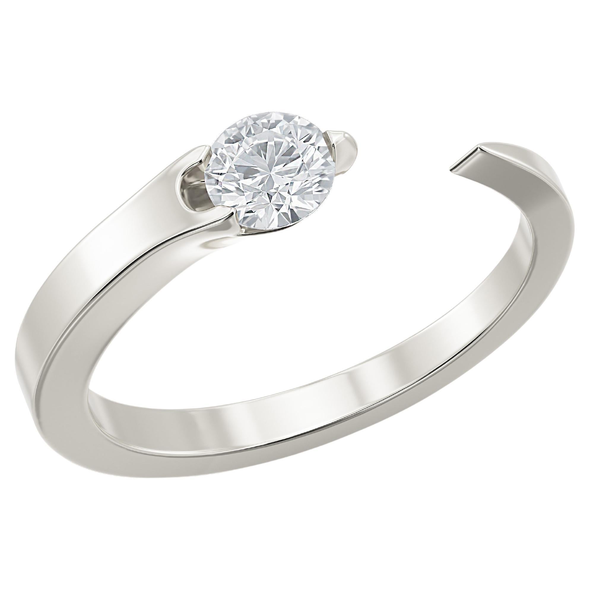 Diamond Ring 18K White Gold Cuff Dot Collection For Sale at 1stDibs