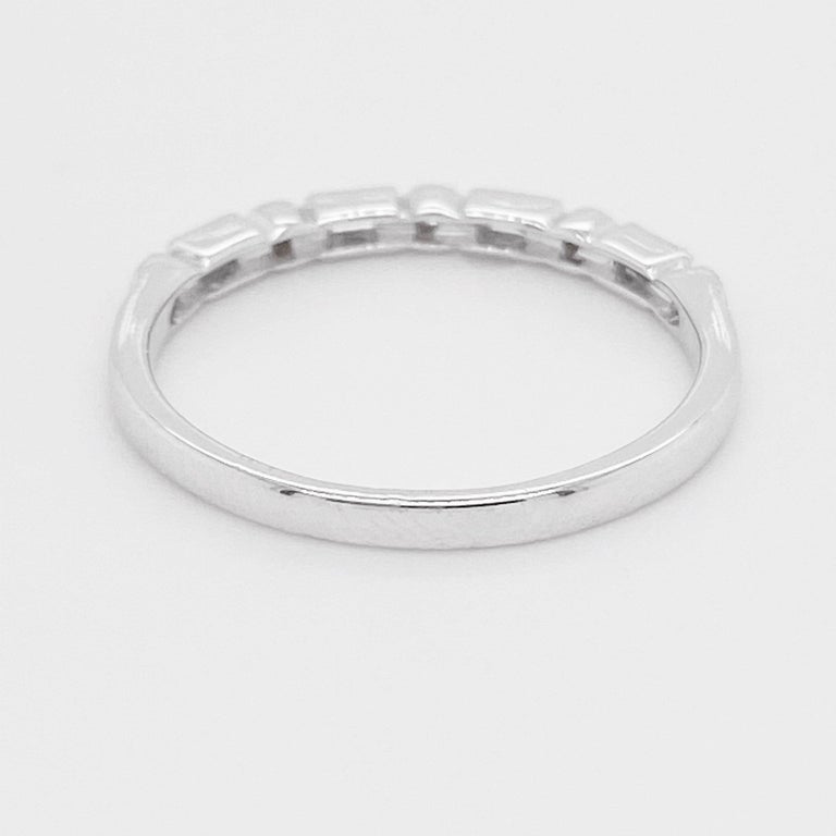 Customizable Diamond Ring Band, 14 Karat White Gold, Baguette, Milgrain ...