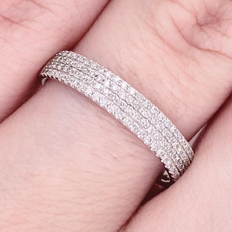 Customizable Diamond Ring Band, 4 Row Ring, 14 Karat White Gold, Stack ...