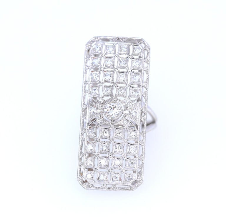 Diamond Ring Extra Long Design White Gold, 1930 For Sale at 1stDibs