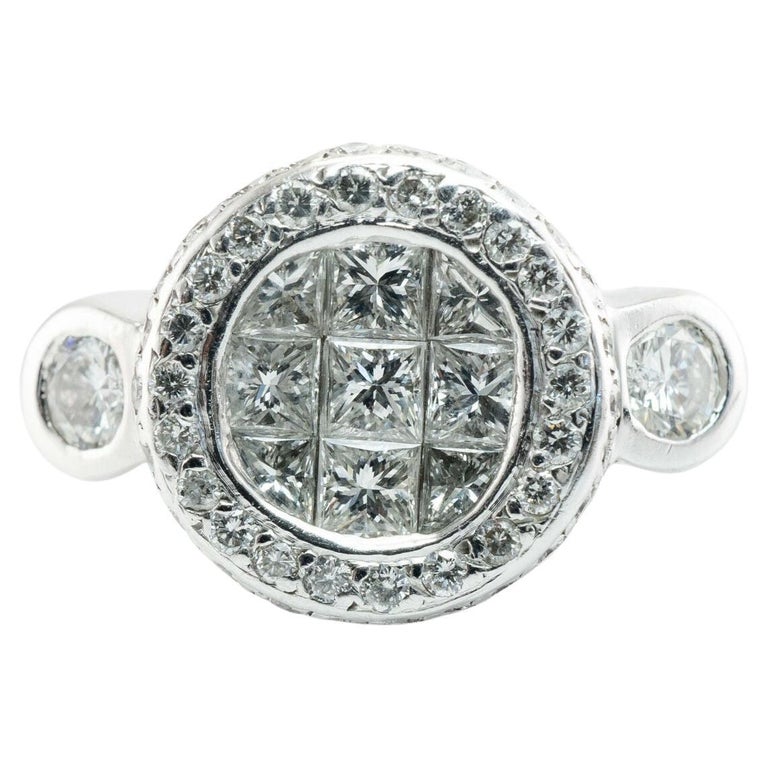 Diamond Ring Geometric 18K White Gold 3.32 TDW For Sale at 1stDibs