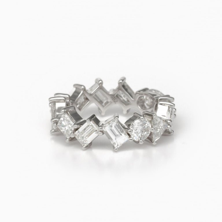 Diamond Ring Multi Shape Emerald Cut White Gold Eternity Ring Wedding ...