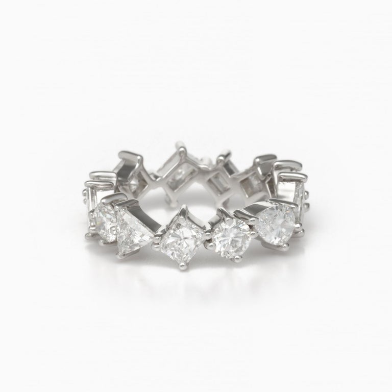 Diamond Ring Multi Shape Emerald Cut White Gold Eternity Ring Wedding ...