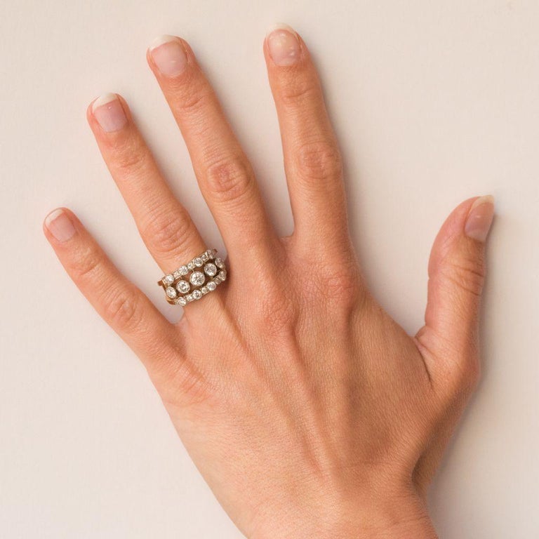 Diamond Ring with Openwork Bands at 1stDibs