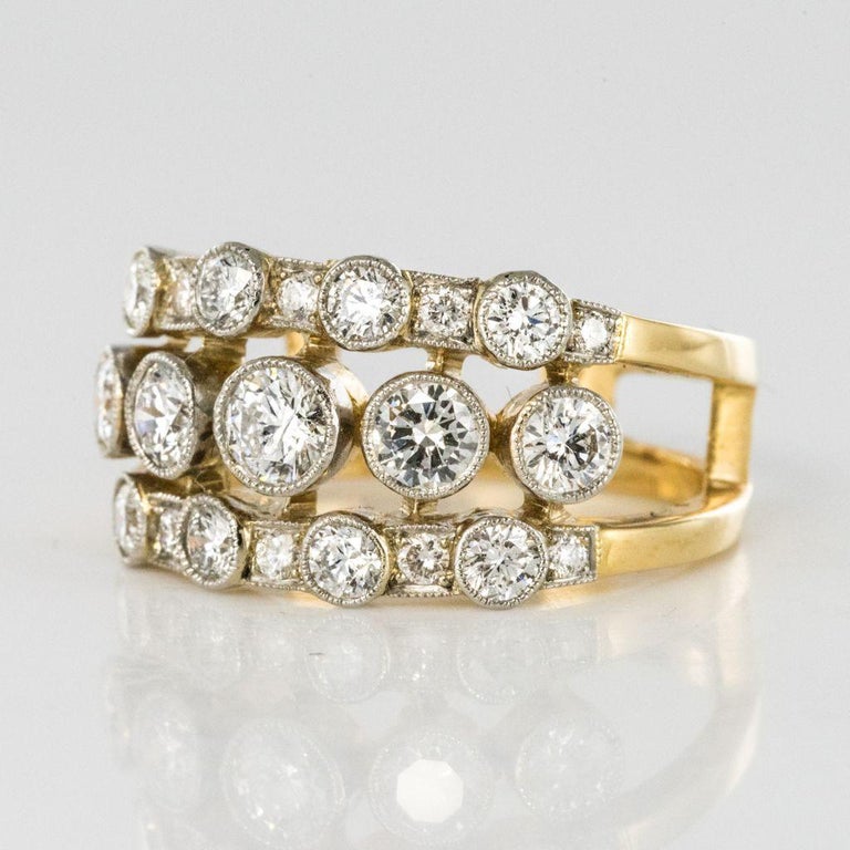 Diamond Ring with Openwork Bands at 1stDibs