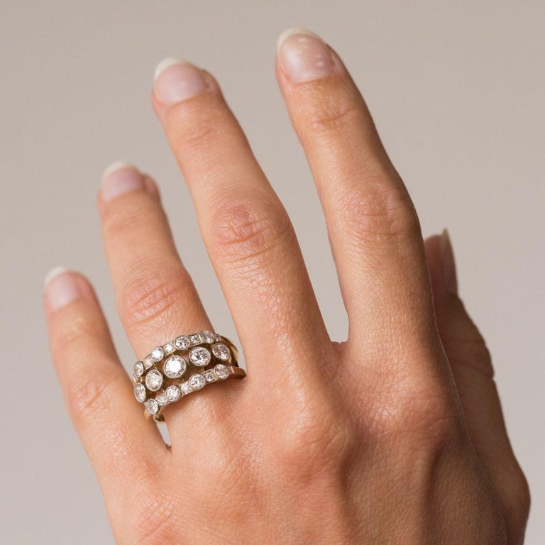 Diamond Ring with Openwork Bands at 1stDibs