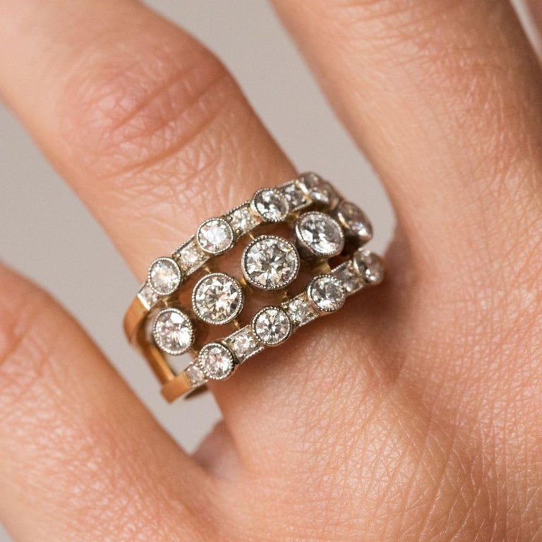 Diamond Ring with Openwork Bands at 1stDibs