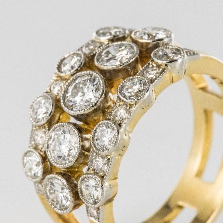 Diamond Ring with Openwork Bands at 1stDibs