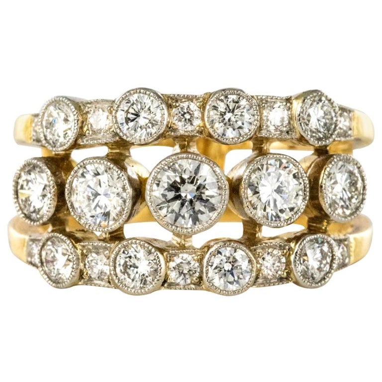 Diamond Ring with Openwork Bands at 1stDibs