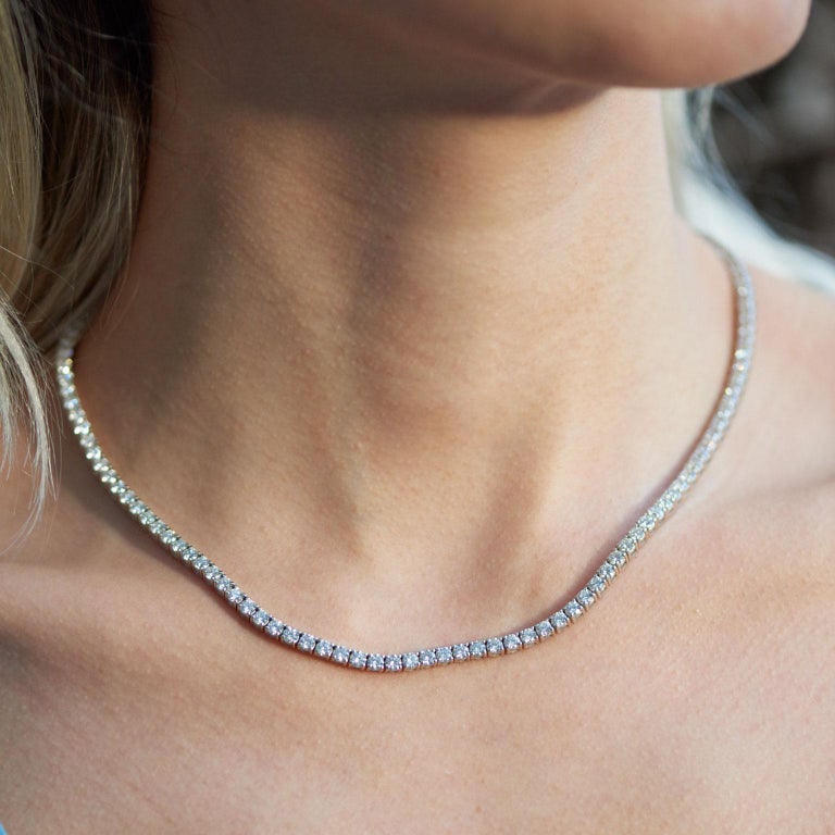 Diamond Riviera Necklace 8.93 Total Carat Handmade at 1stDibs