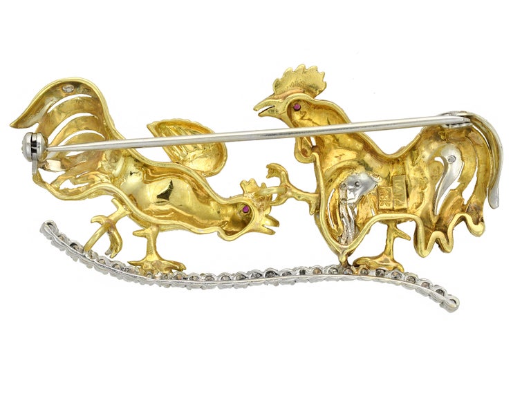Diamond Rooster Pin at 1stDibs