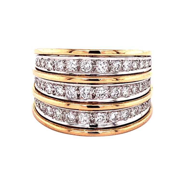 Diamond Rose and White Gold 750 Ring For Sale at 1stDibs