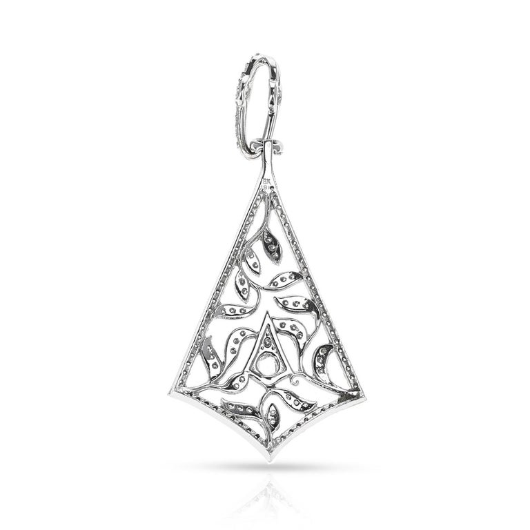 Diamond Rose Cut and Round Diamond Kite-Shape Pendant For Sale at 1stDibs