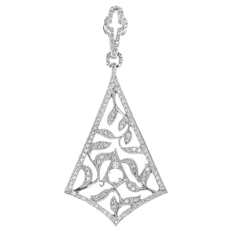 Diamond Rose Cut and Round Diamond Kite-Shape Pendant For Sale at 1stDibs
