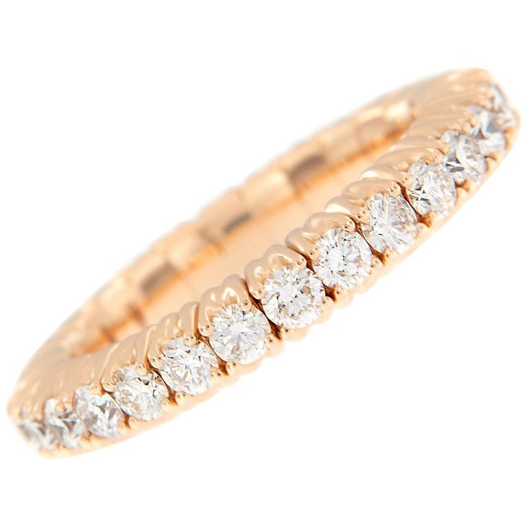 18 Karat Rose Gold Diamond Stretchable Band Ring For Sale (Free ...