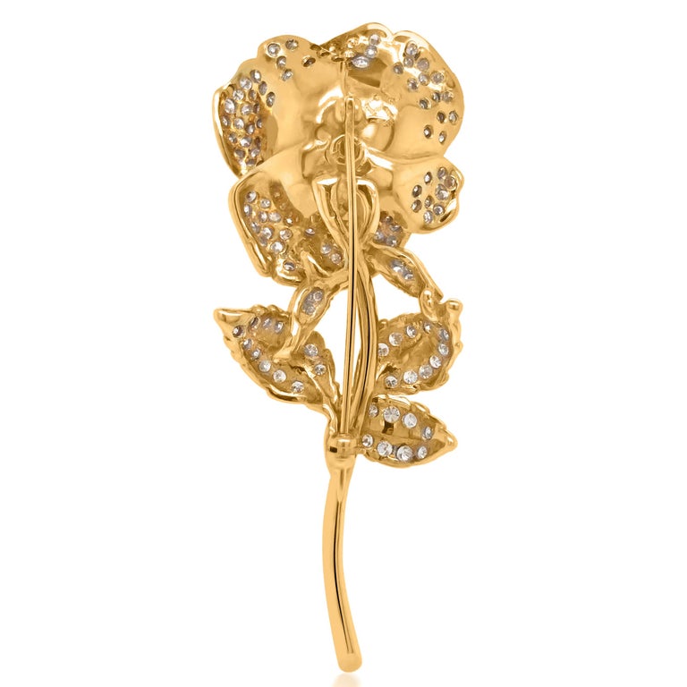 Diamond Rose Pins, Long Stem at 1stDibs