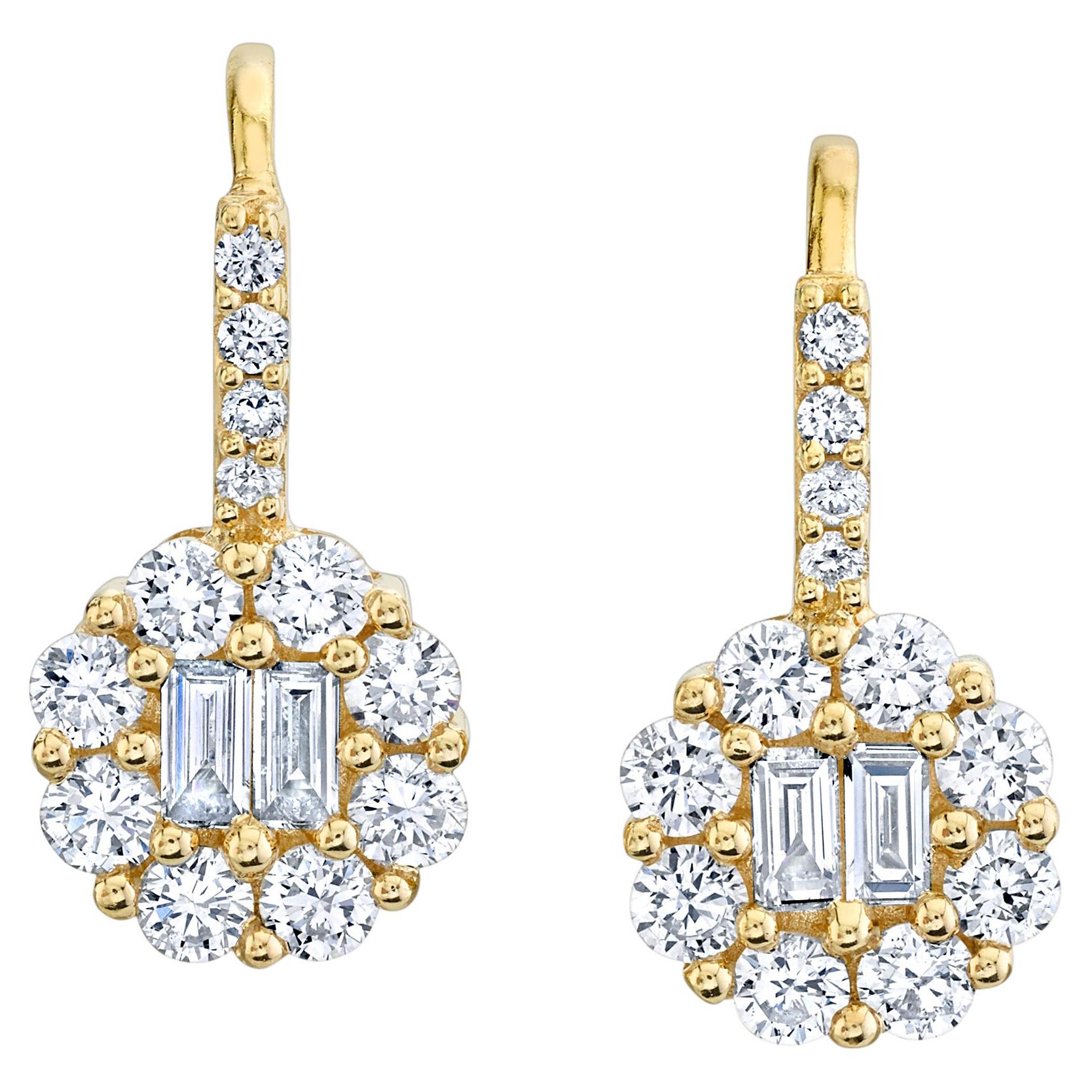 Victorian Old Mine Cut Diamond Cluster Earrings For Sale at 1stDibs