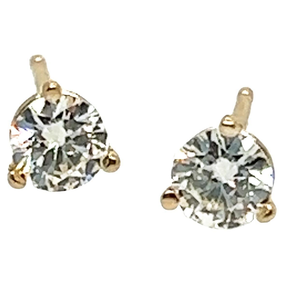 Martini Set Diamond Single Stud Earring .50ct Round Brilliant 14k White ...
