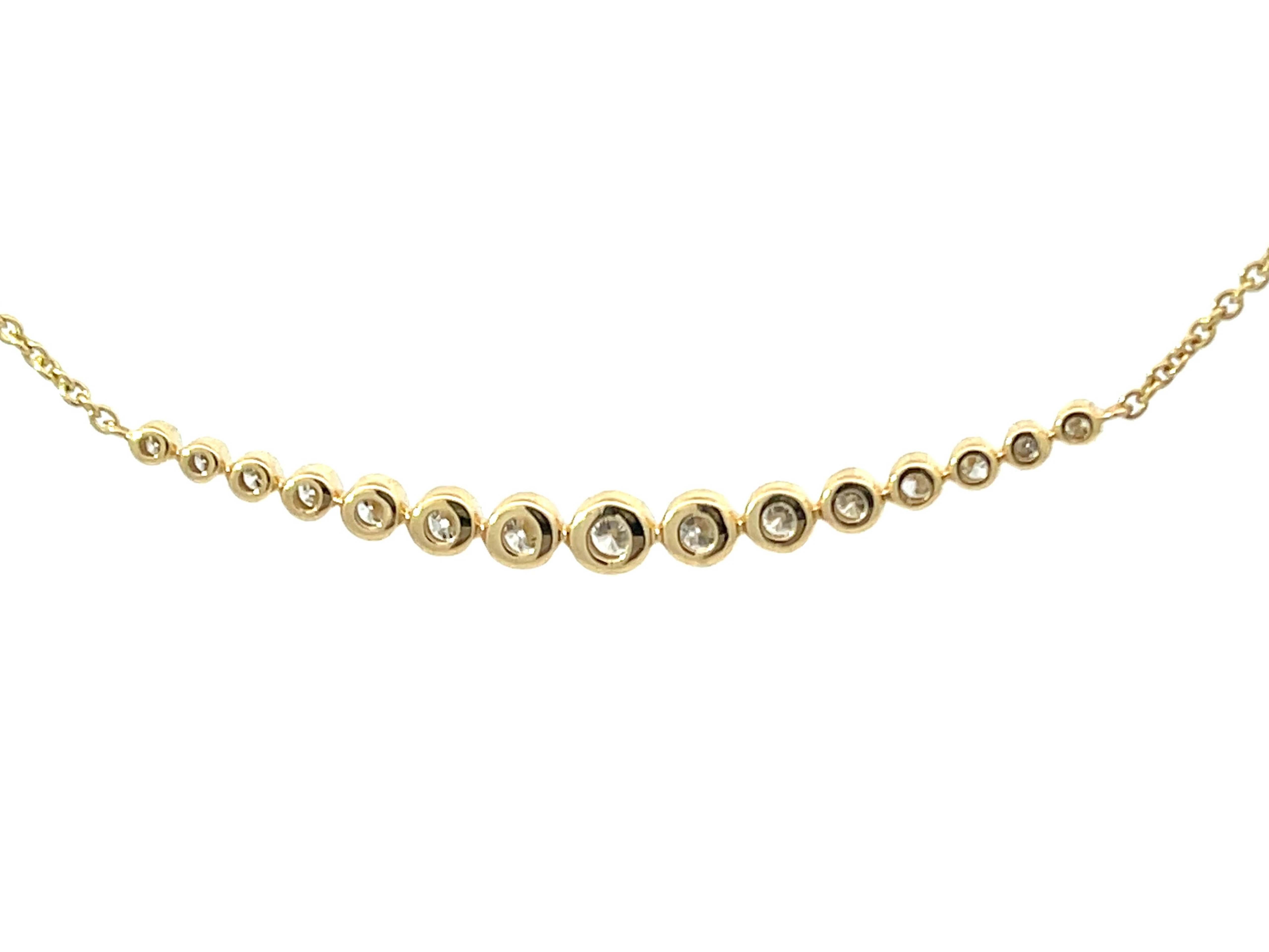 Diamond Row Necklace in 14k Yellow Gold For Sale at 1stDibs