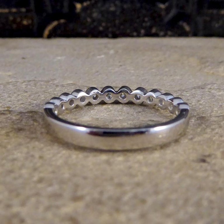 Diamond Rub Over Collar Set White Gold Half Eternity Ring For Sale at ...