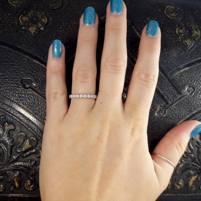 Diamond Rub Over Collar Set White Gold Half Eternity Ring For Sale at ...