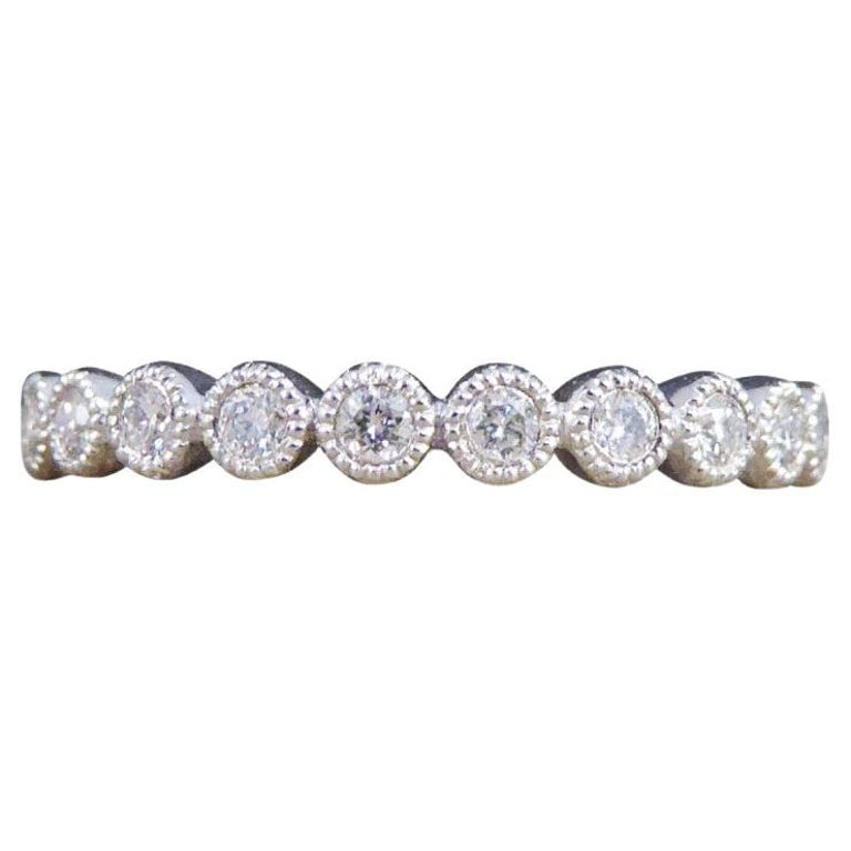 Diamond Rub Over Collar Set White Gold Half Eternity Ring For Sale at ...