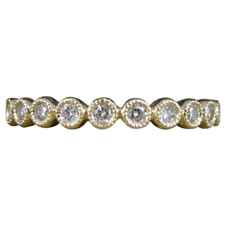 Diamond Rub over Collar Set Yellow Gold Half Eternity Ring For Sale at ...