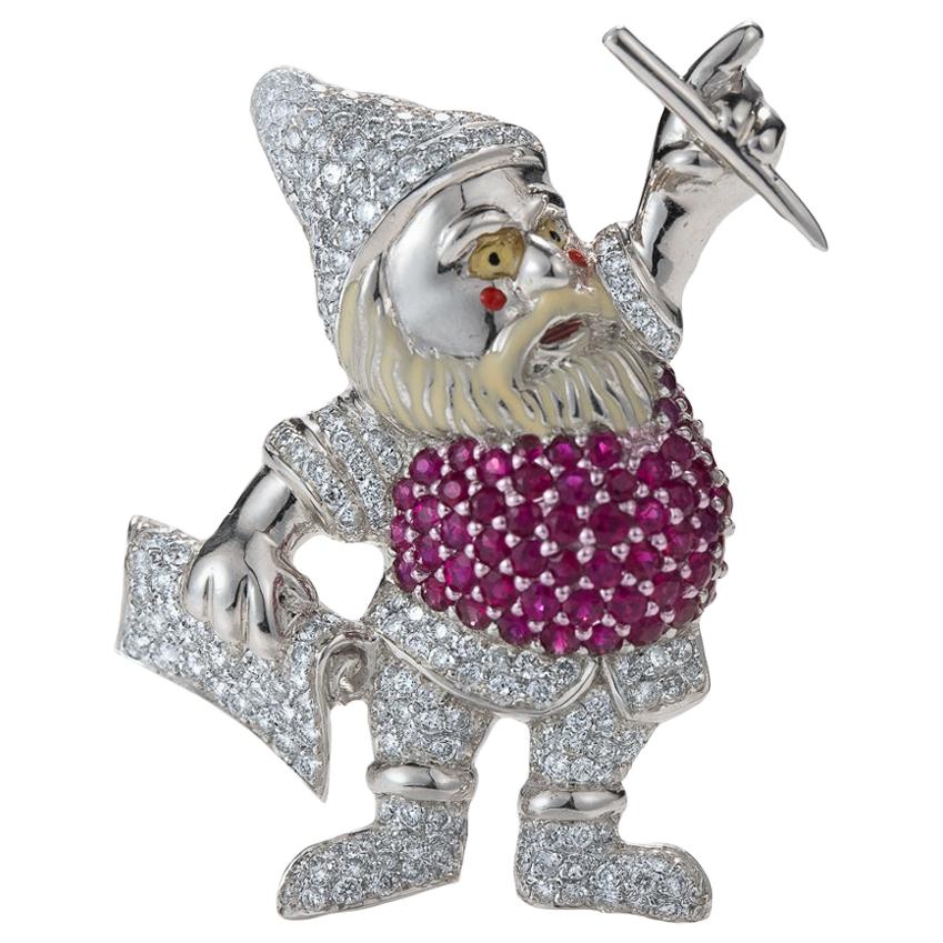 Rubies Diamonds Enamel 18 Karat White Gold Melted Colors Suite For Sale ...