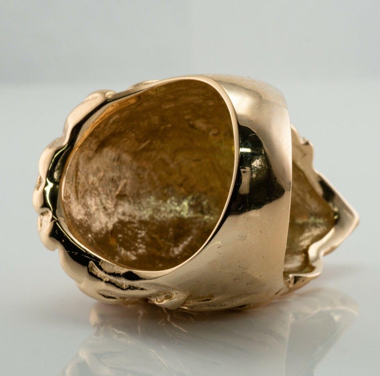 Diamond Ruby Animal Lion Ring 14K Gold Cocktail Vintage For Sale at 1stDibs