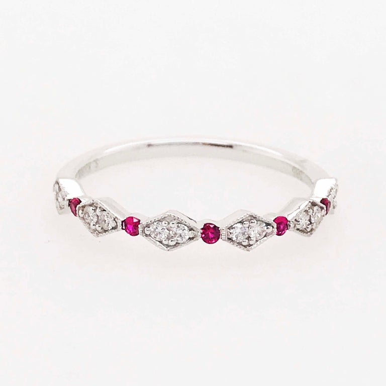Customizable Diamond Ruby Band, Ruby and Diamond Stack Ring in 14k ...